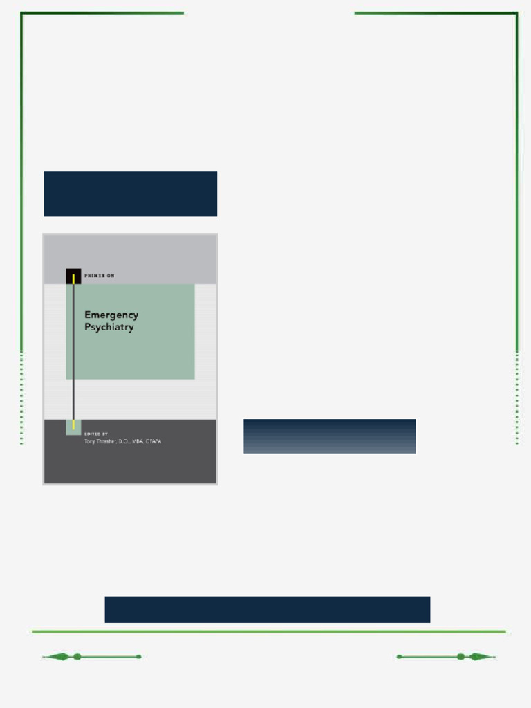 Emergency Psychiatry (PRIMER ON SERIES) 1st Edition Tony Thrasher ...