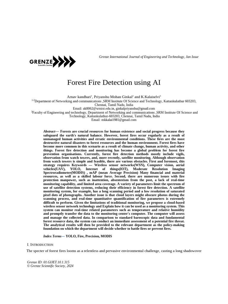 AI-Based Forest Fire Detection System | PDF | Accuracy And Precision ...
