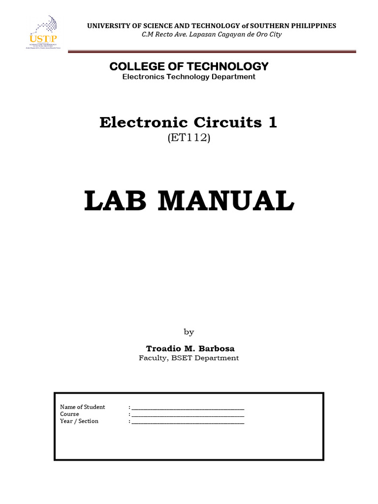 Electronics Lab Safety Manual | PDF | Resistor | Electrical Network