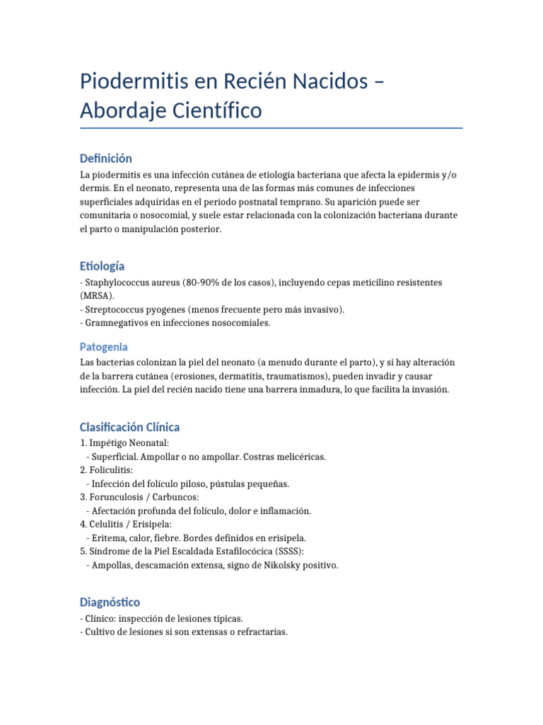Piodermitis Cientifico Neonatos[1] | PDF | Microbiología | Medicina CLINICA