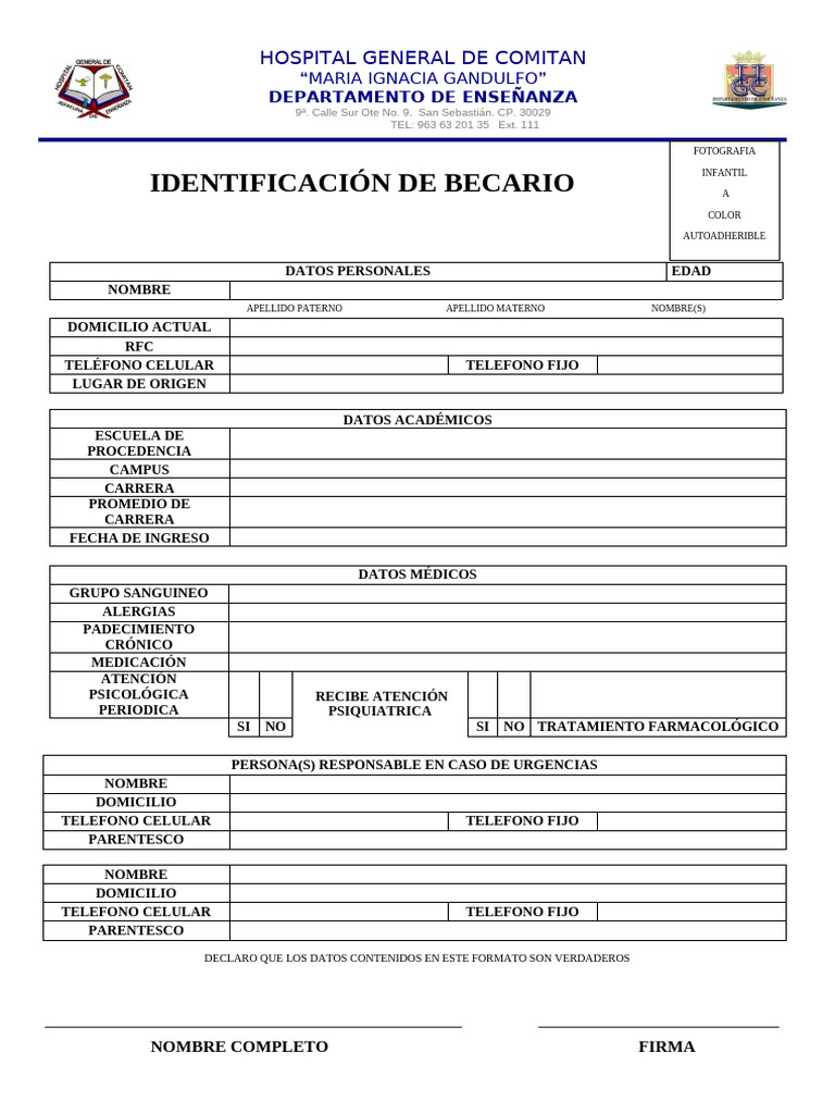 Identificacion de Becario 2024 | PDF