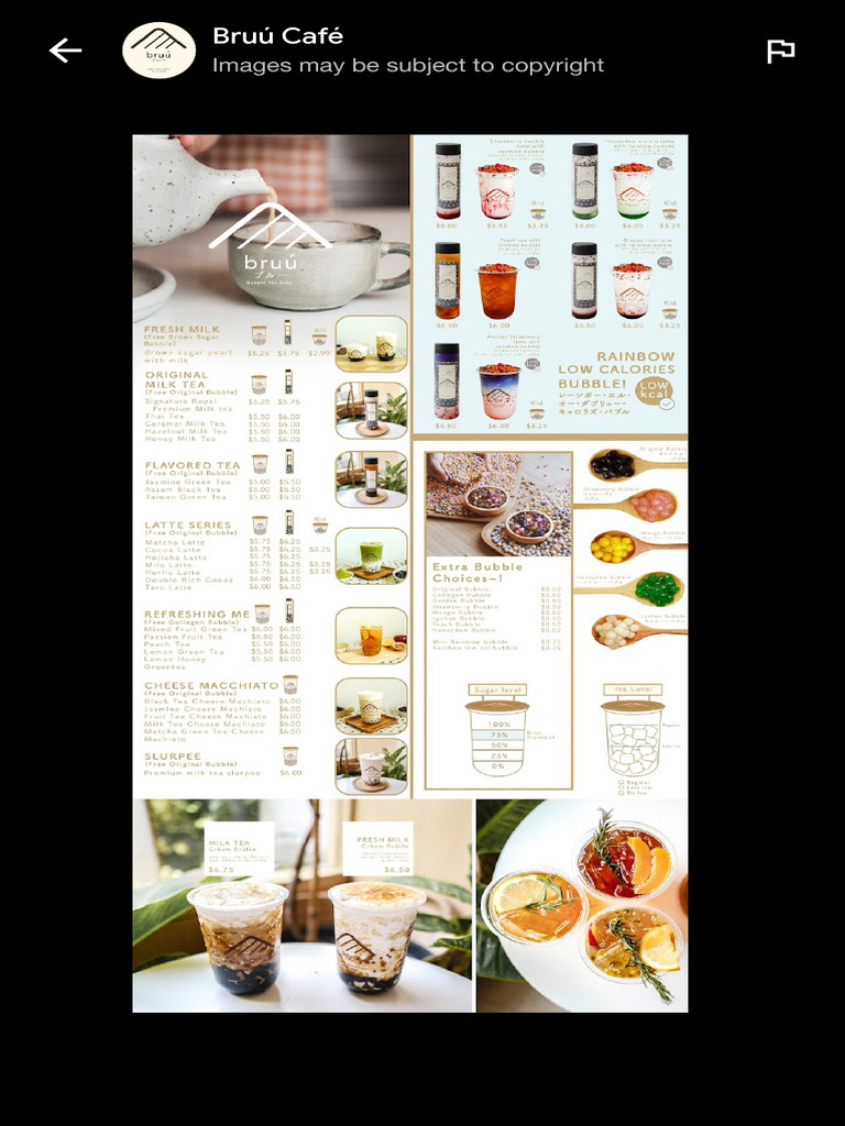 Bubble Tea Menu at Bruú Café | PDF