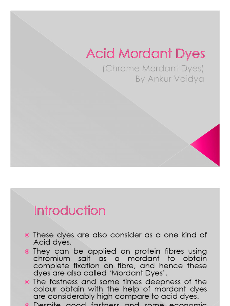 Mordant Dyes: Application Methods & Ecology | PDF | Dyeing | Dye