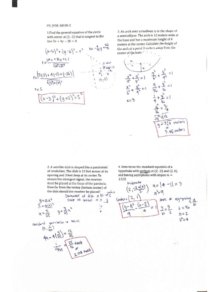 Conic Sections Assignment | PDF