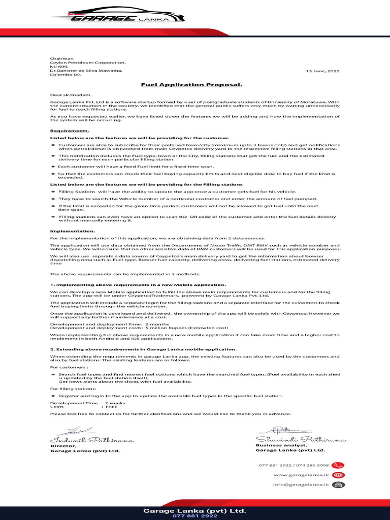 Fuel Application Proposalcompressed | PDF