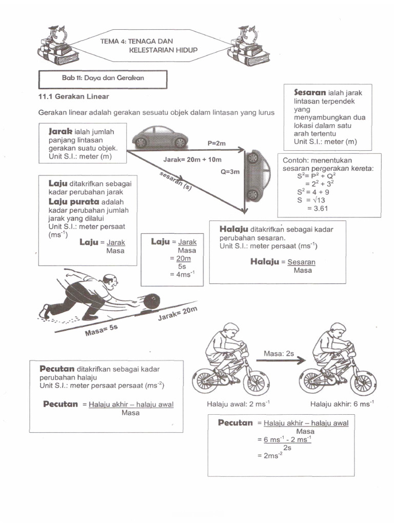 Pecutan dan Gerakan Linear dalam Fizik | PDF