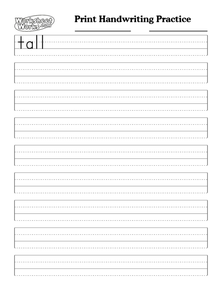 WorksheetWorks Print Handwriting Practice 1 | PDF