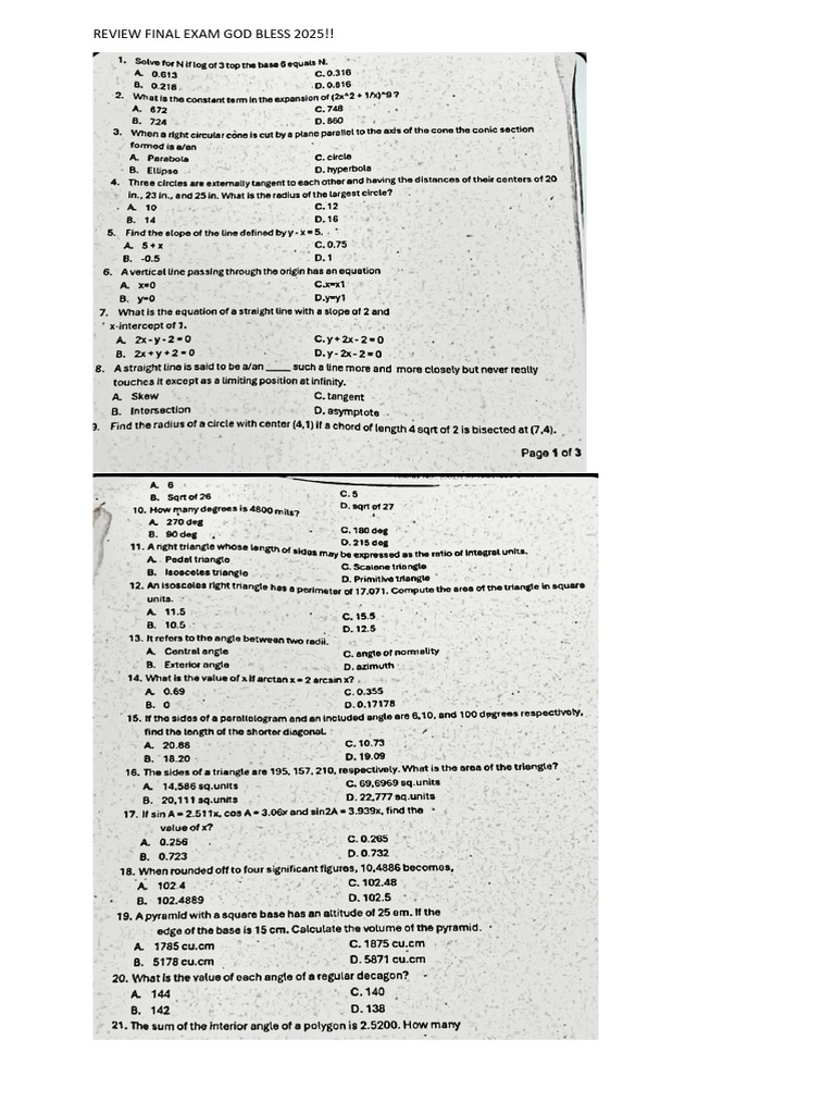 Review Final Exam God Bless 2025 | PDF