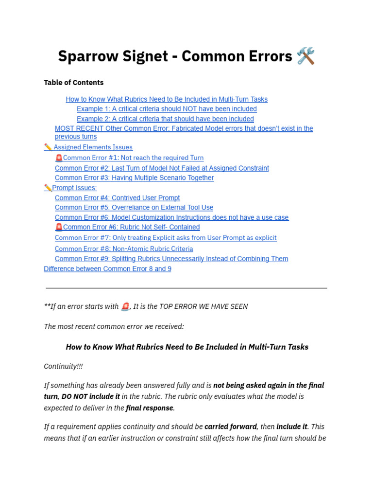Sparrow Signet: Common Errors Guide | PDF | Computing