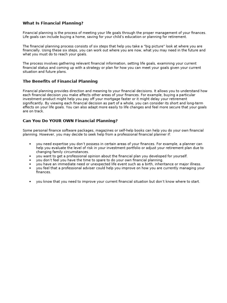 Understanding Financial Planning Basics | PDF | Financial Plan | Retirement