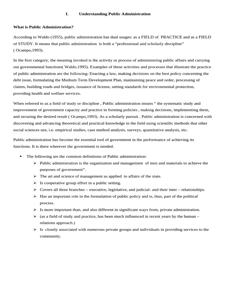 Overview of Public Administration Concepts | PDF | Public ...
