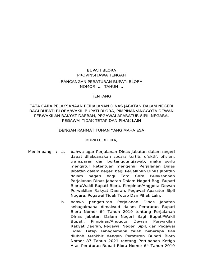 Tata Cara Perjalanan Dinas Blora | PDF