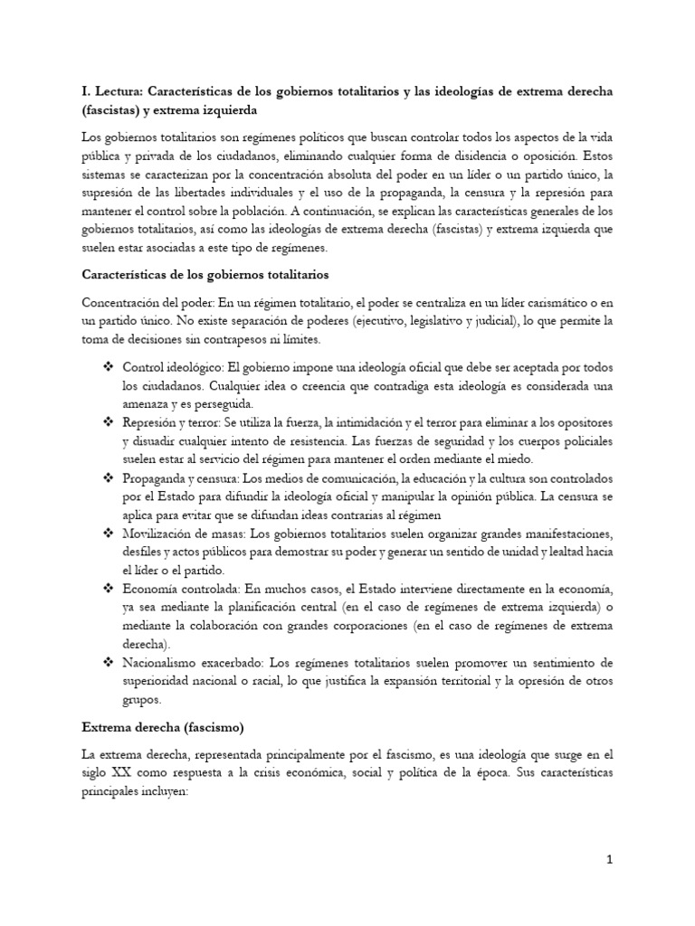 Características de gobiernos totalitarios | PDF | Fascismo | nazismo