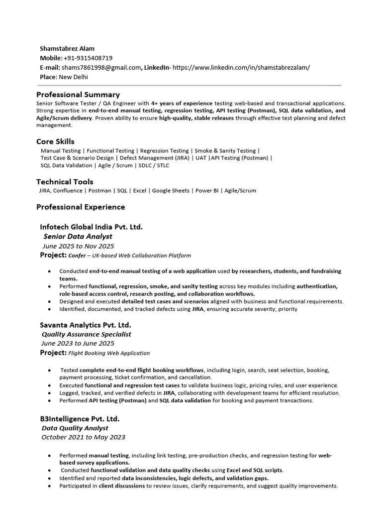 Shamstabrez Alam QA-Resume | PDF | Agile Software Development ...