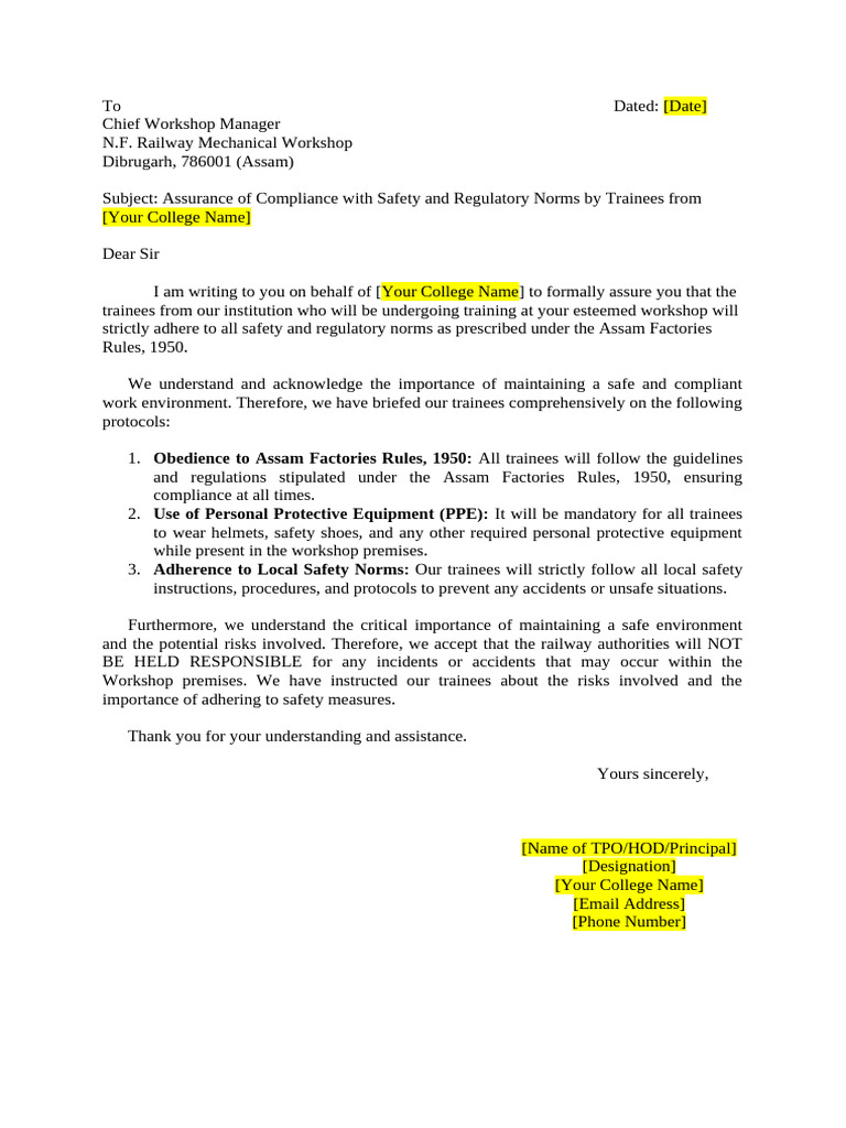 Safety Norms Format | PDF