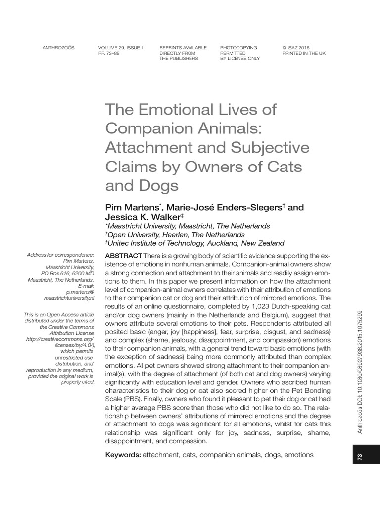 Emotions in Companion Animals: Owner Insights | PDF | Emotions | Pet