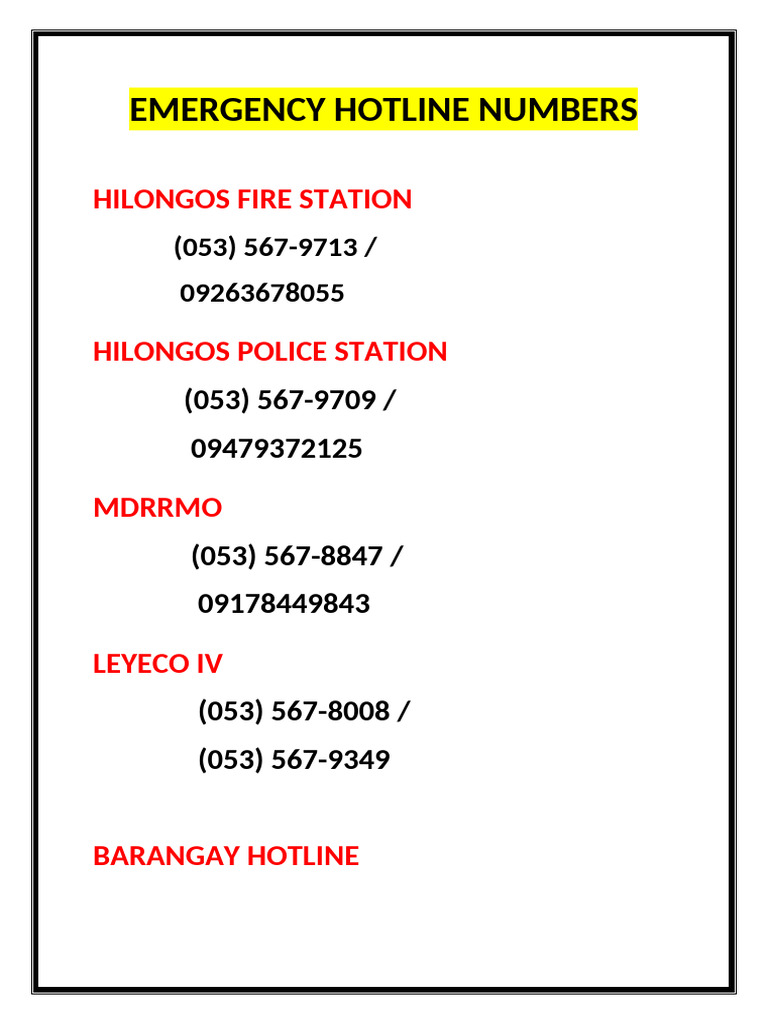 Emergency Hotlines | PDF