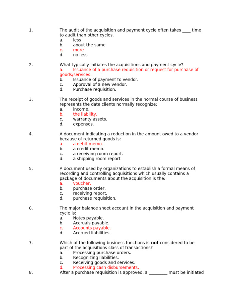 Purchase Cycle Questions | PDF | Debits And Credits | Balance Sheet