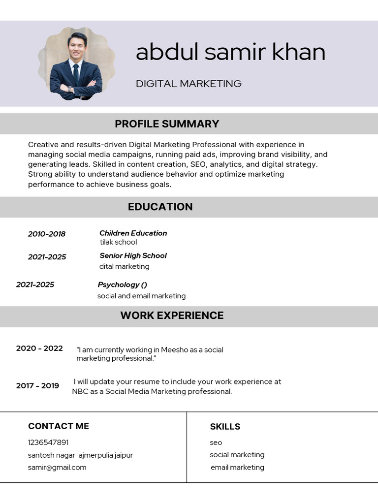 Digital Marketing Professional Profile | PDF