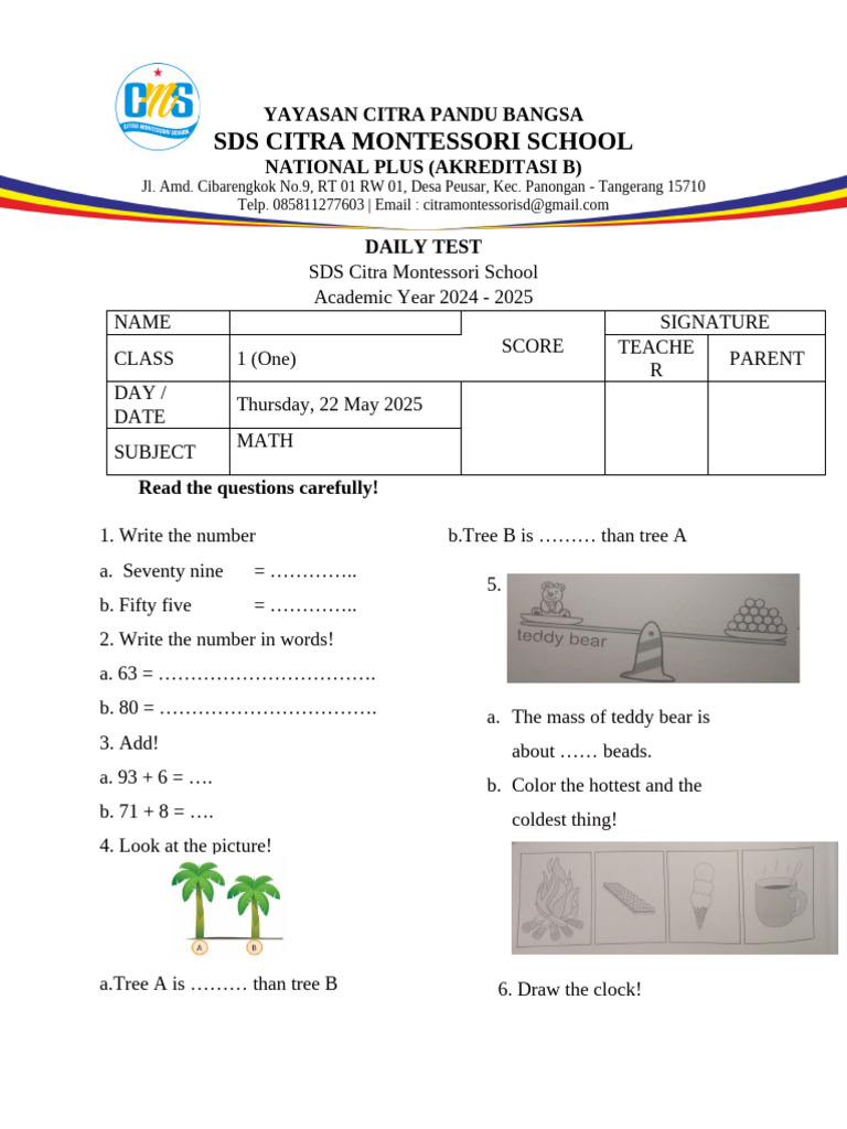 Daily Test Math | PDF