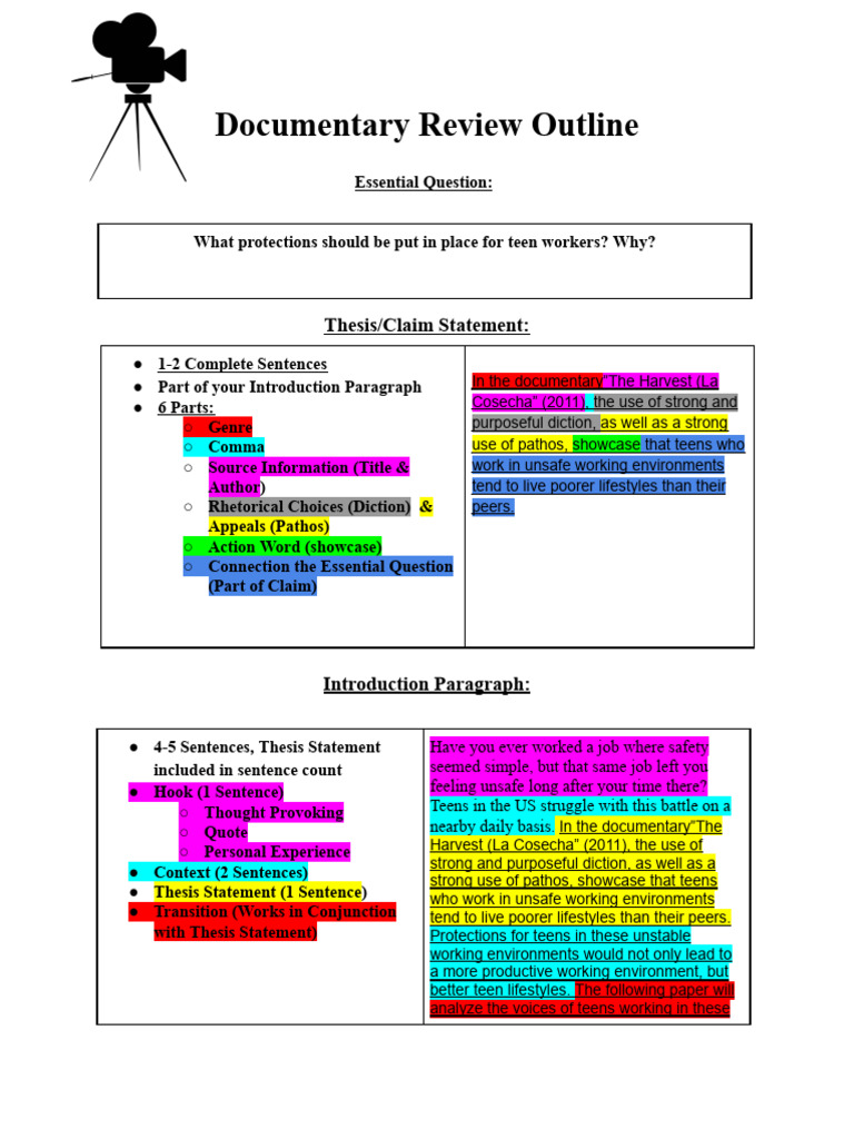 Teacher Copy Documentary Review Outline | PDF | Essays | Human ...
