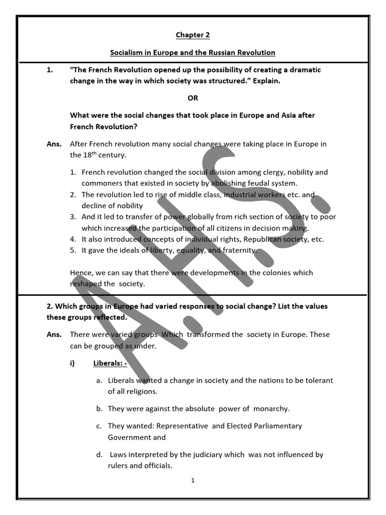 Social Changes in Europe Post-French Revolution | PDF | French ...