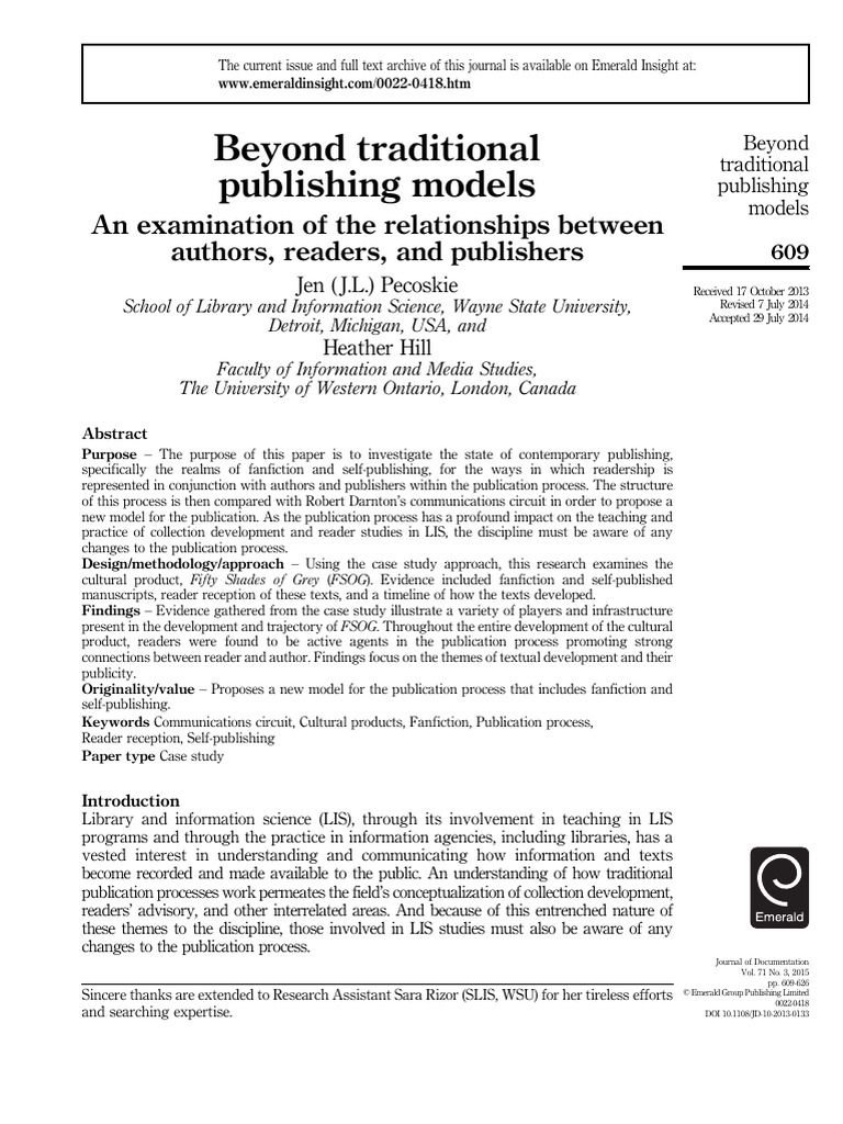 Revising Publishing Models: FSOG Case Study | PDF | Communication | Blog