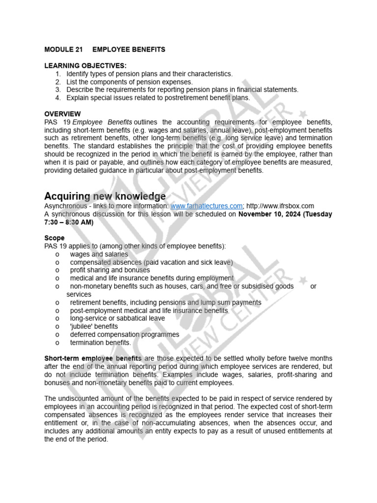Far Module 21 Employee Benefits Updated (1) | PDF | Defined Benefit ...