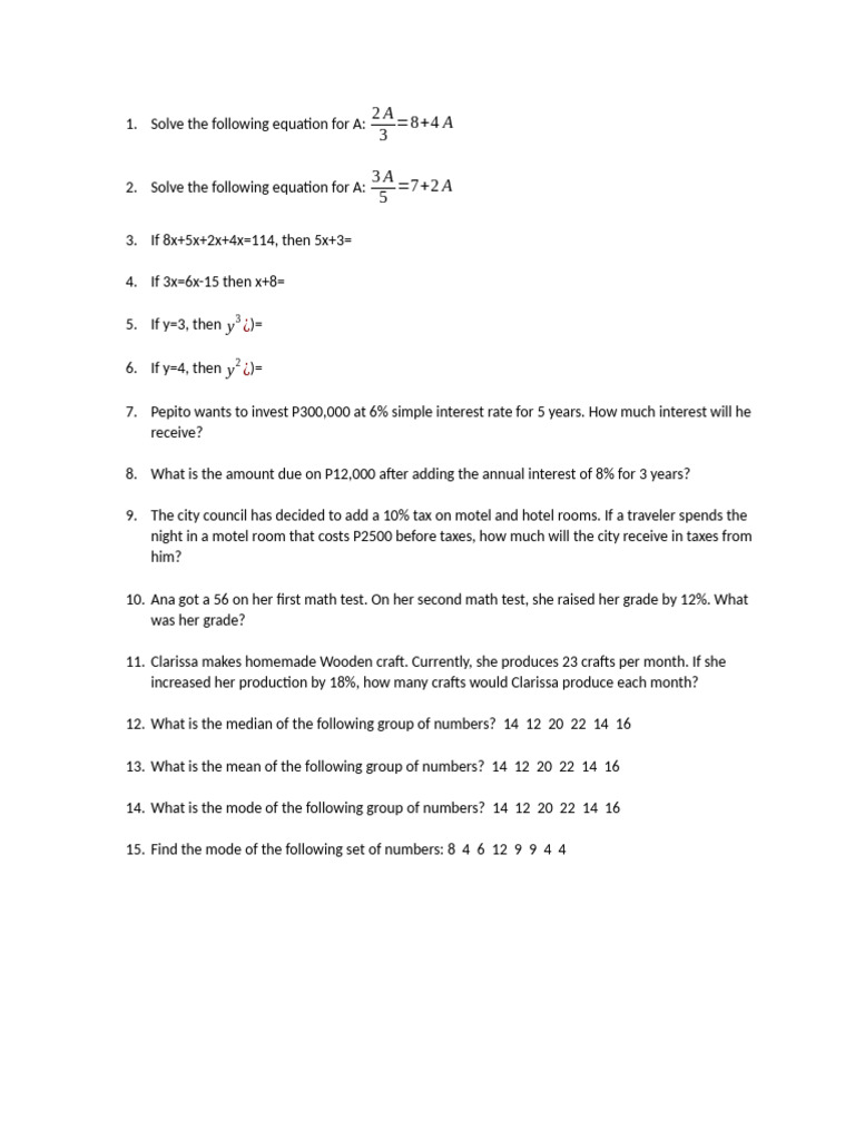 CSC Math Review | PDF