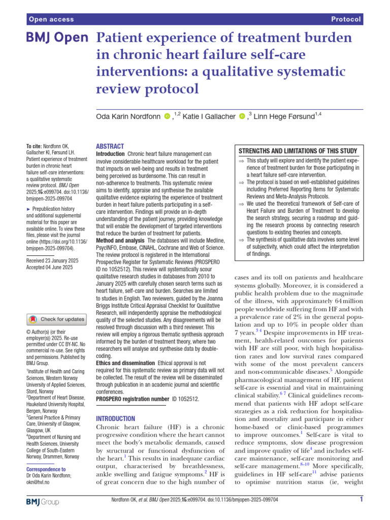 Patient Experience of Treatment Burden in Chronic | PDF | Systematic ...