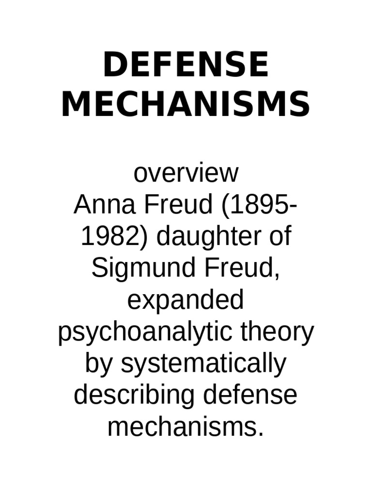 Defense Mechanisms Outline | PDF | Cognition | Psychological Theories