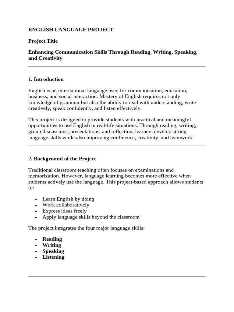 English Language Project | PDF | English Language | Learning