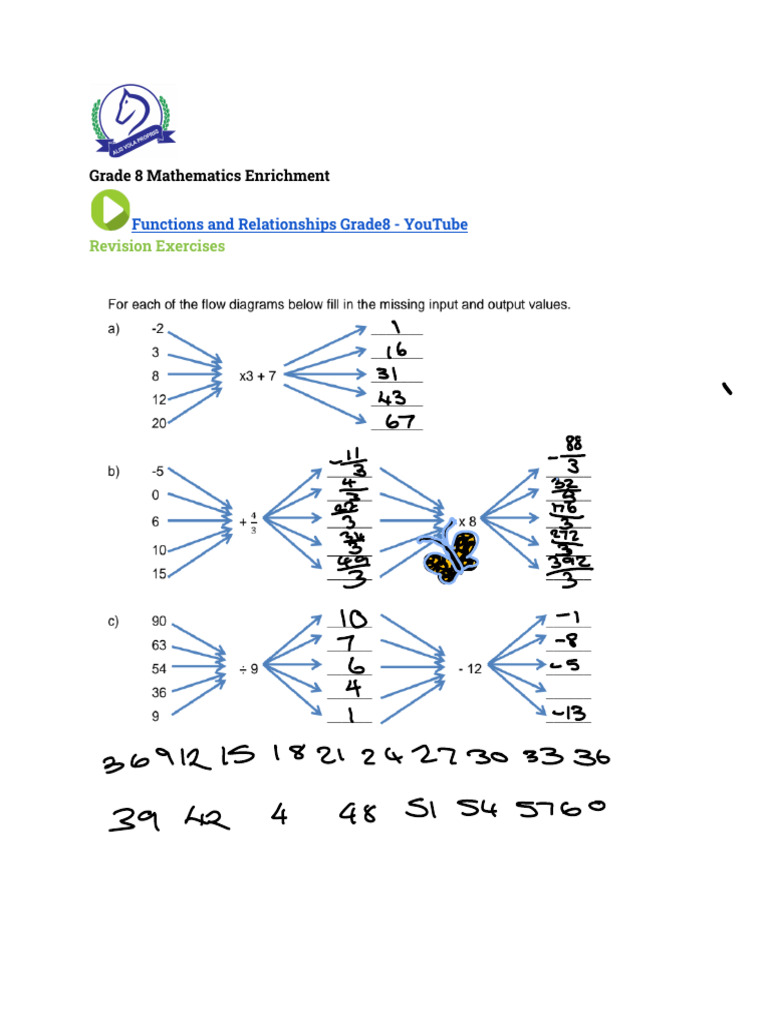 Grade 8 Math Functions & Relationships | PDF