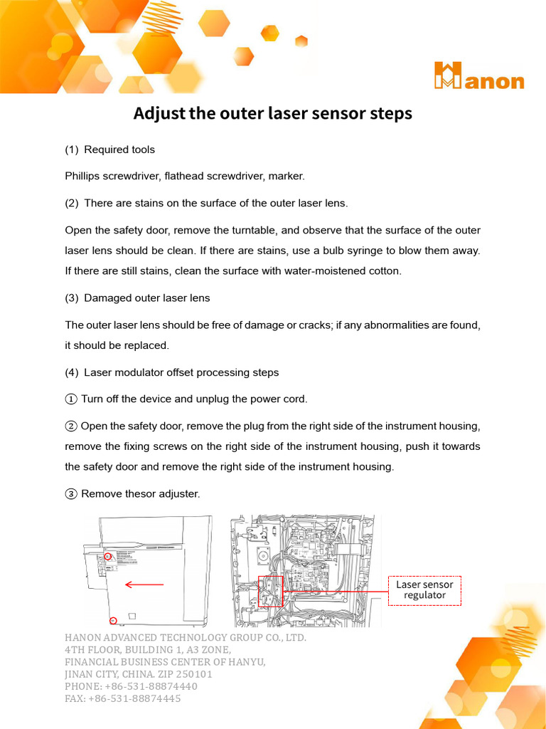 Adjust the Outer Laser Sensor Steps | PDF | Equipment