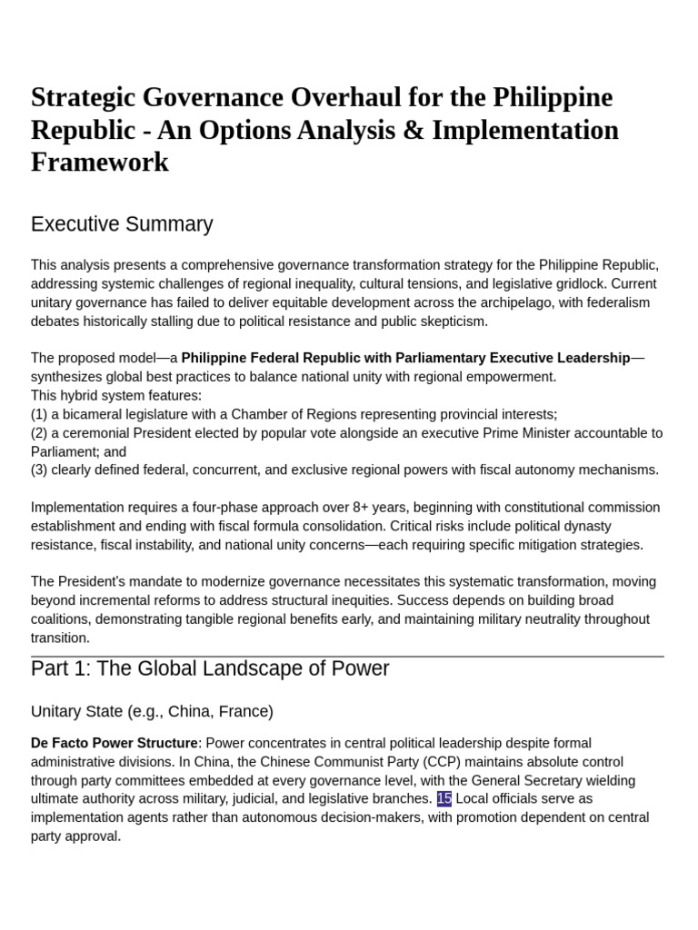 Strategic Governance Overhaul for the Philippine Republic - Q3max | PDF ...
