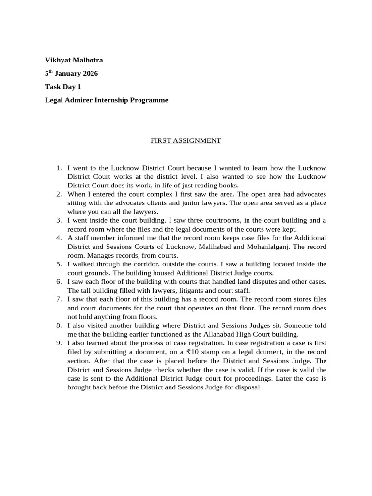 Legal Admirer Internship Programme Assignment Day 1 | PDF