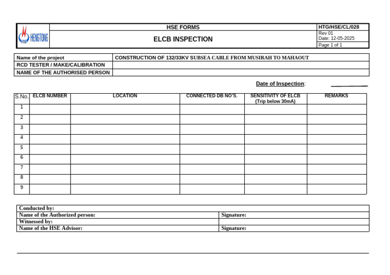 ELCB Inspection Checklist | PDF