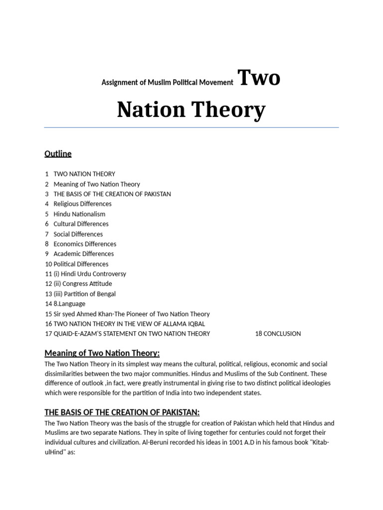 518067745-Two-Nation-Theory-Assignment | PDF | Two Nation Theory | Urdu