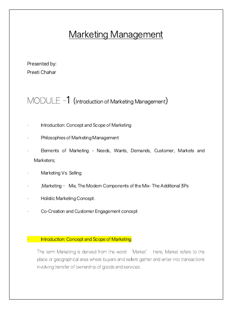 Introduction to Marketing Management | PDF | Marketing | Demand