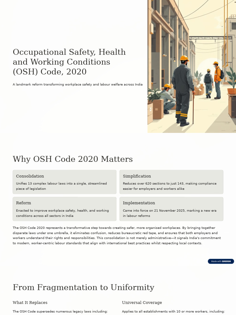 OSH Code 2020: Transforming Workplace Safety | PDF | Occupational ...