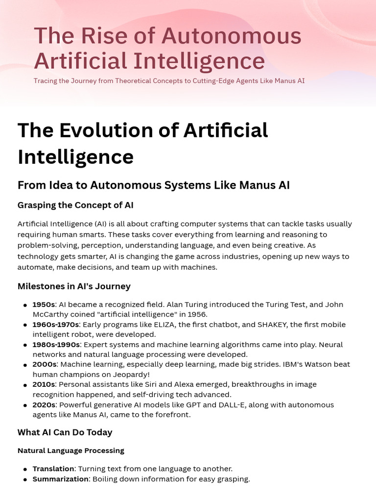 Evolution of Autonomous AI: Manus AI | PDF | Artificial Intelligence ...
