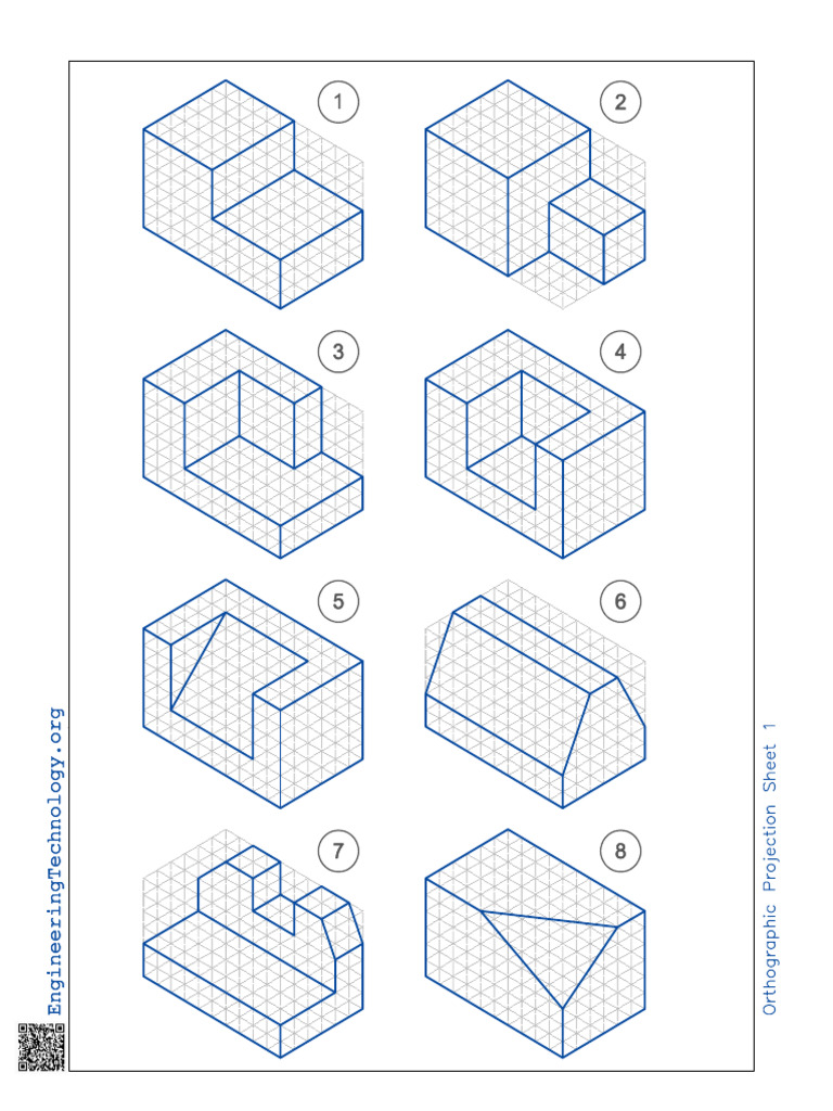 Orthographic Projection Sheet 1 | PDF