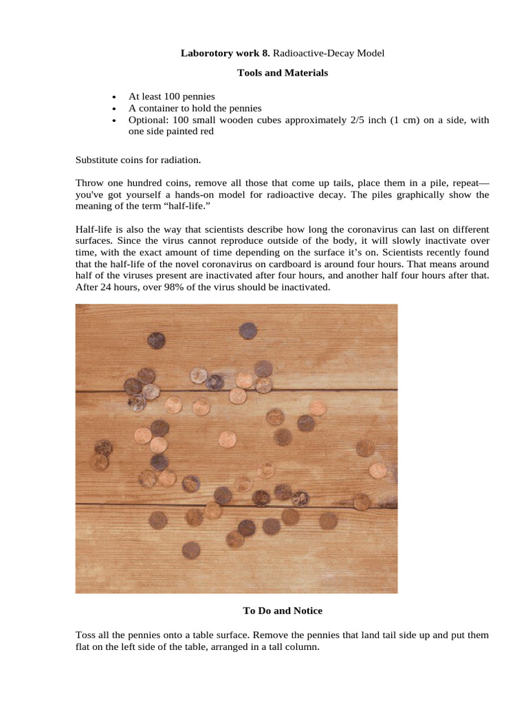 Radioactive Decay Model with Coins | PDF | Radioactive Decay | Atomic ...