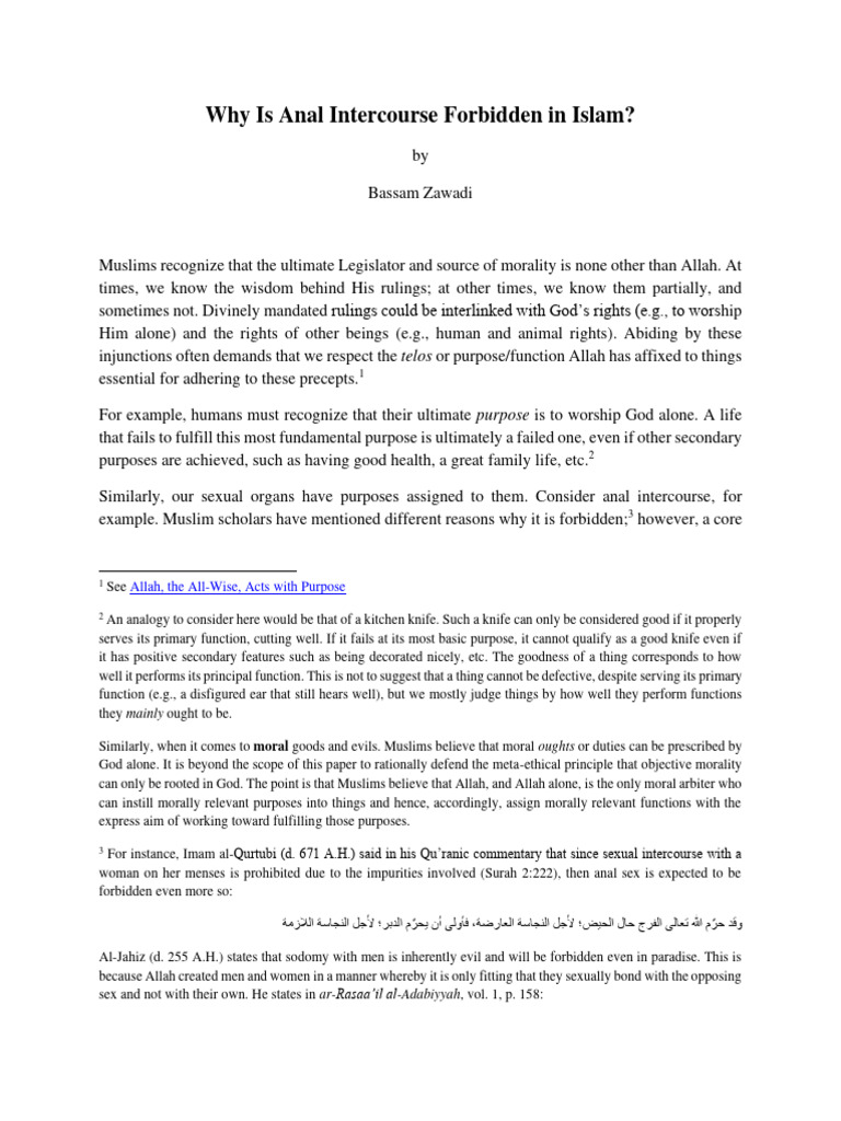 Why Is Anal Intercourse Forbidden in Islam | PDF | Sexual Intercourse ...