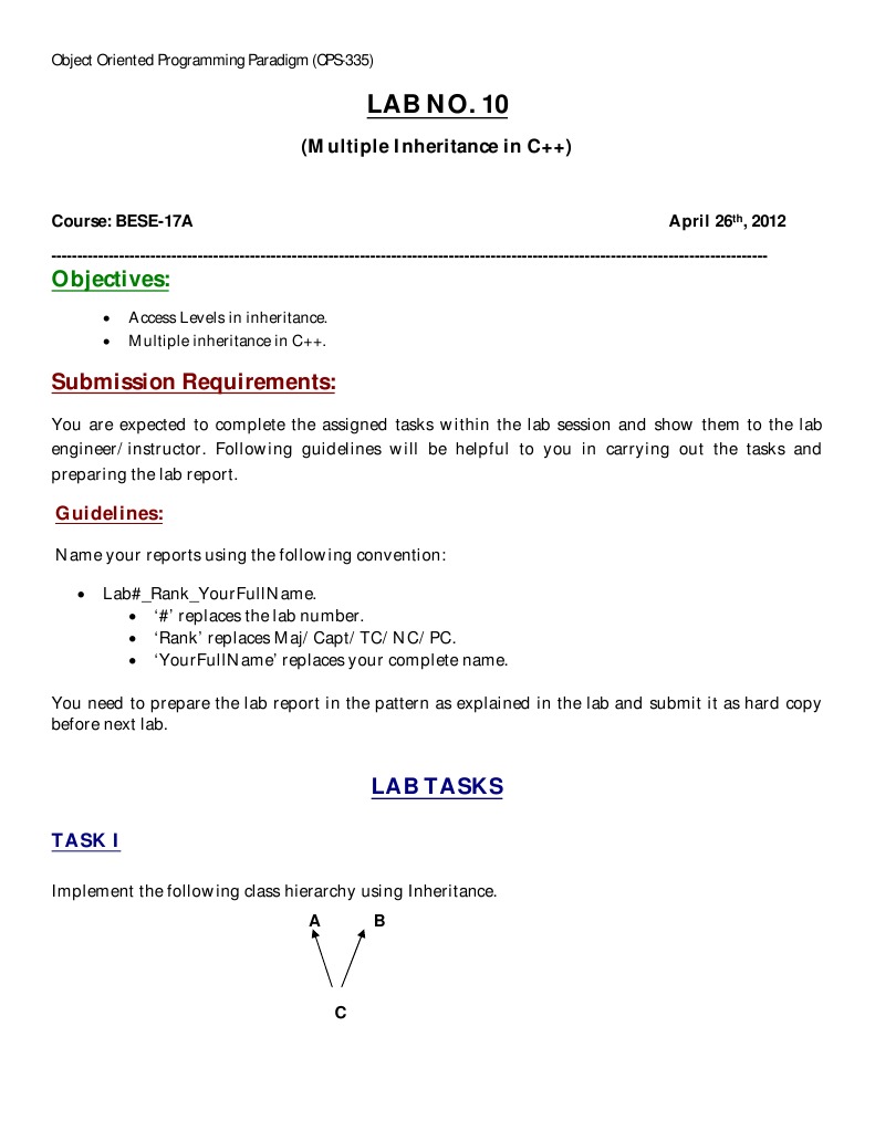 Lab No 10 Pdf Class Computer Programming C Programming Language 5874
