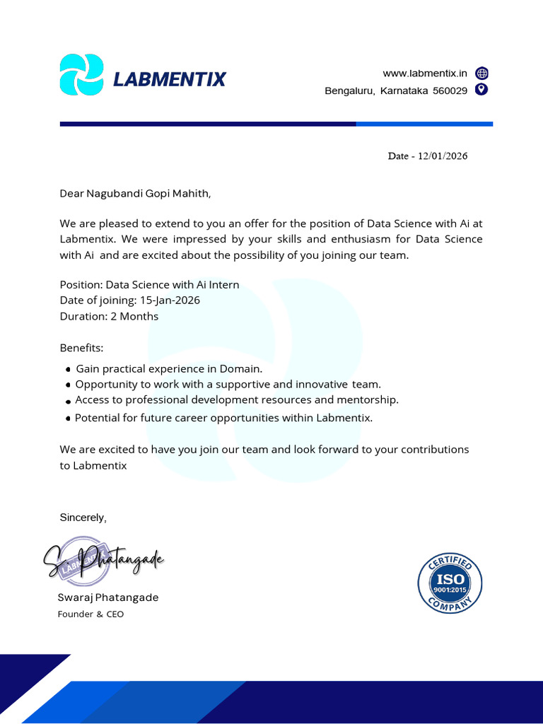 Nagubandi Gopi Mahith Gopimahith N A7c455 Offer | PDF