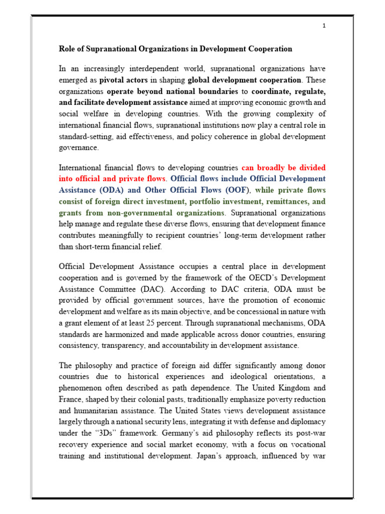Supranational Organizations in Development | PDF | Official Development ...