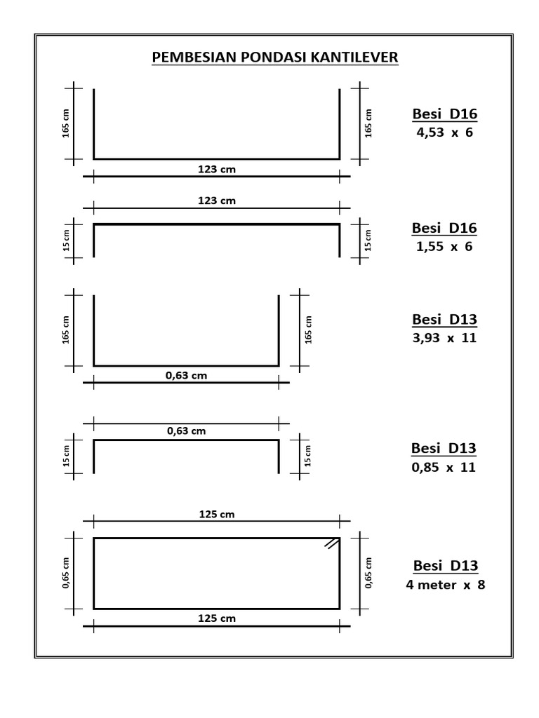 Detail Potongan Besi Beton Kantilever | PDF
