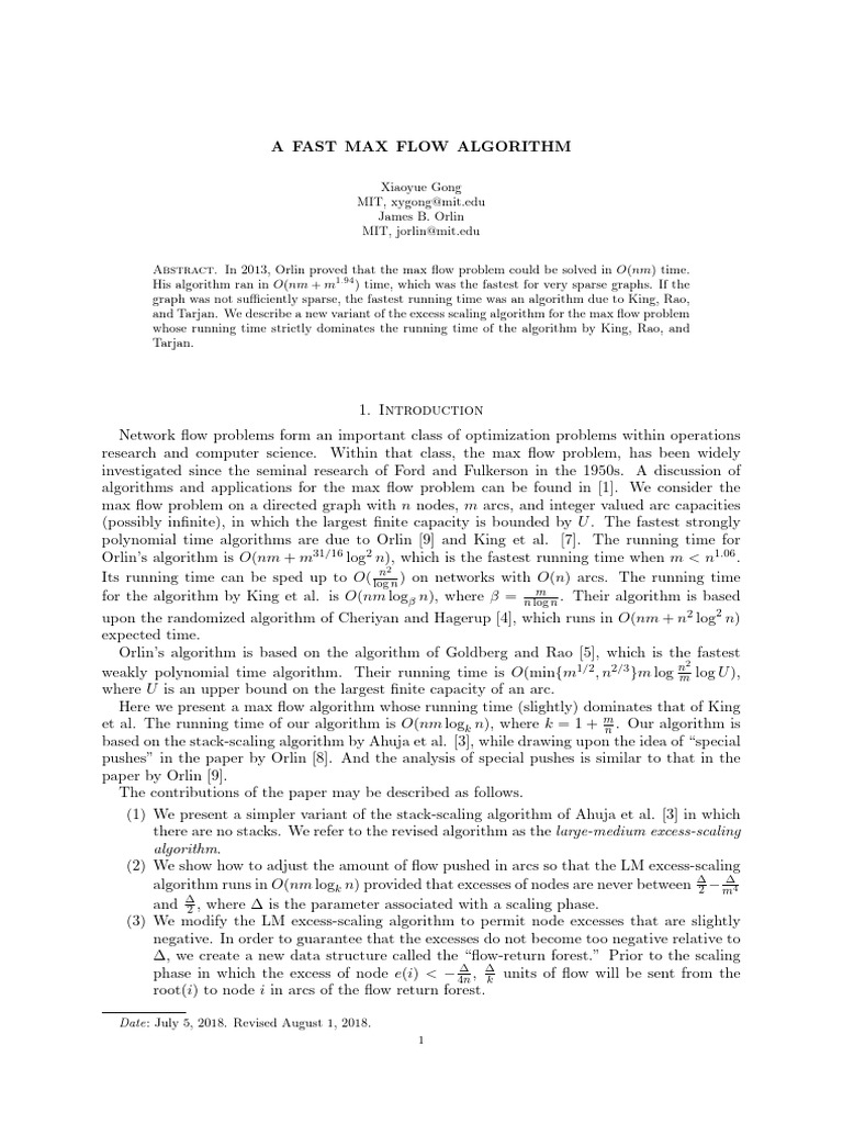 A Fast Max Flow Algorithm | PDF | Algorithms | Mathematical Concepts