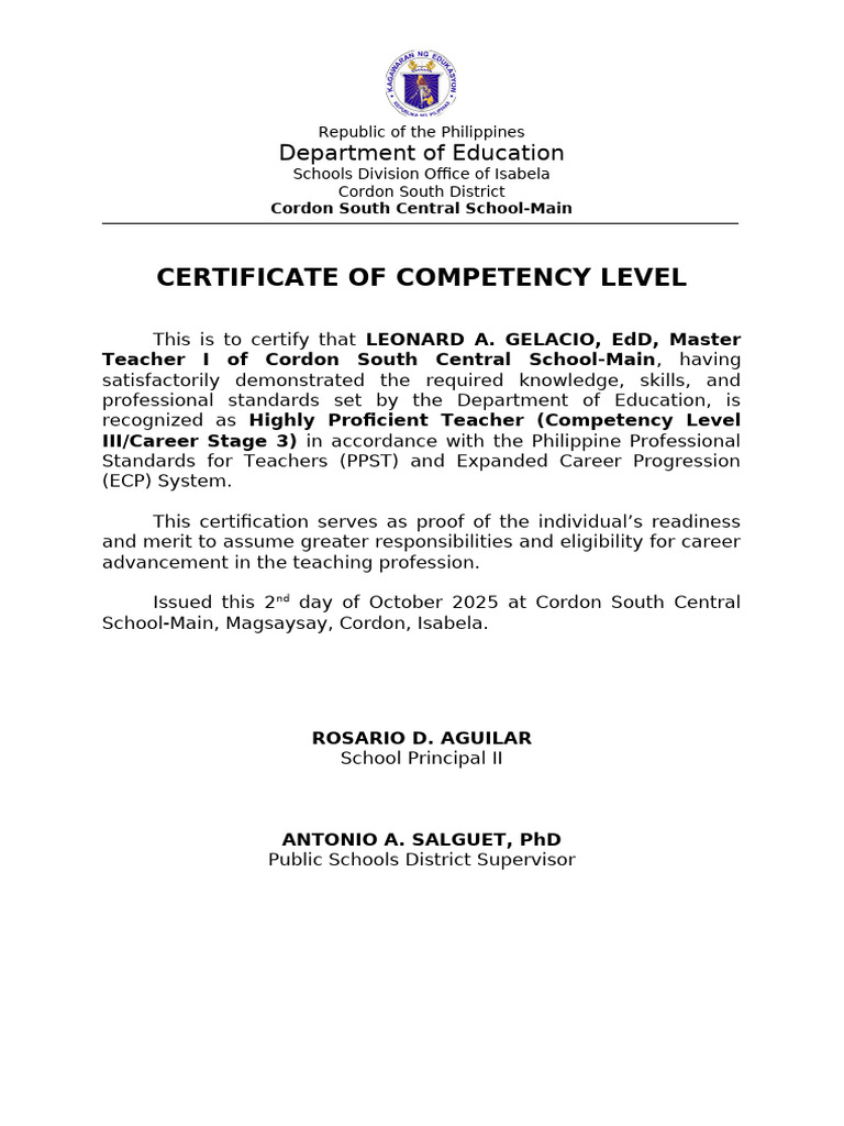Certificate of Competency Level | PDF